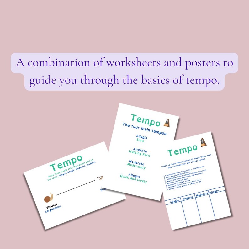 8 Printable Tempo Worksheets and Posters Music Theory Lessons Cute ...