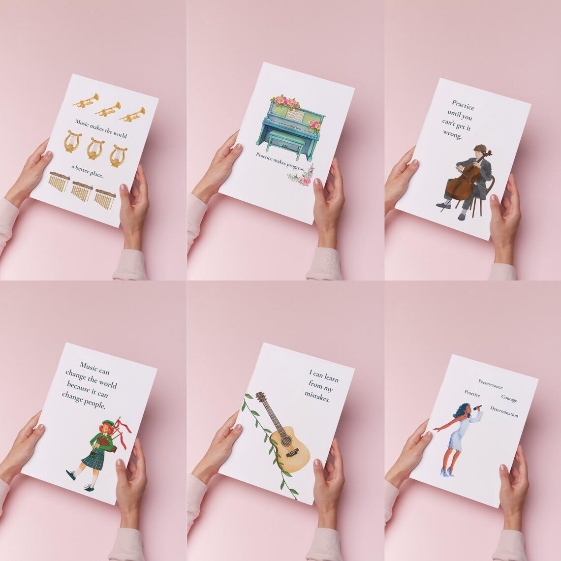 10 Aesthetic Music Growth Mindset Posters Motivate Your Practice Clean ...