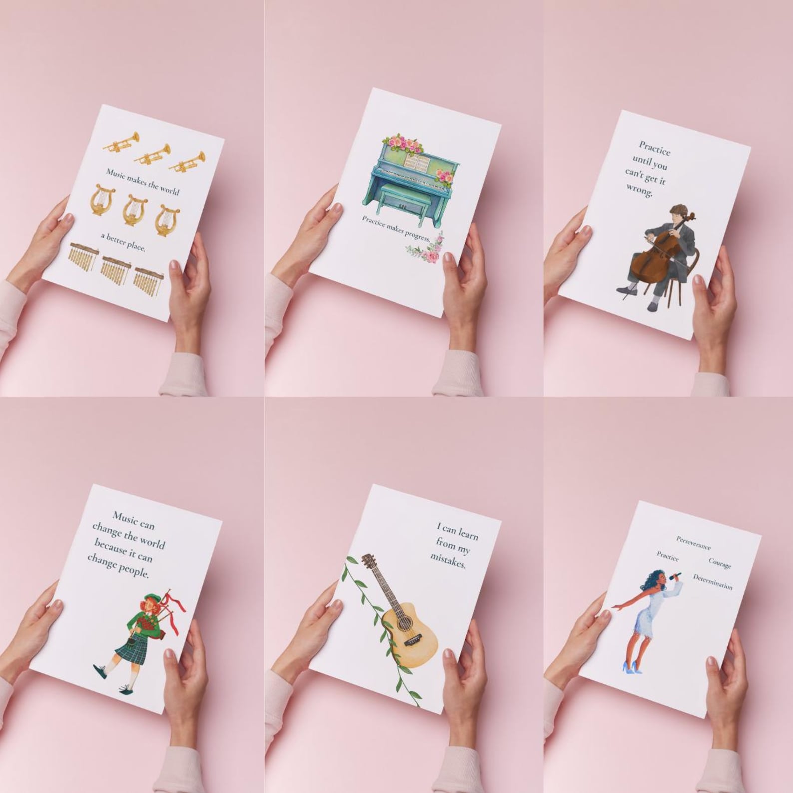 10 Aesthetic Music Growth Mindset Posters Motivate Your Practice Clean ...