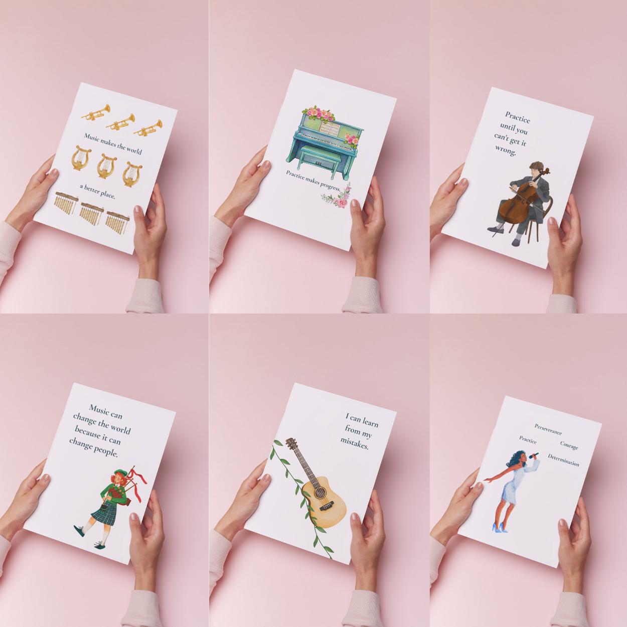 10 Aesthetic Music Growth Mindset Posters Motivate Your Practice Clean ...