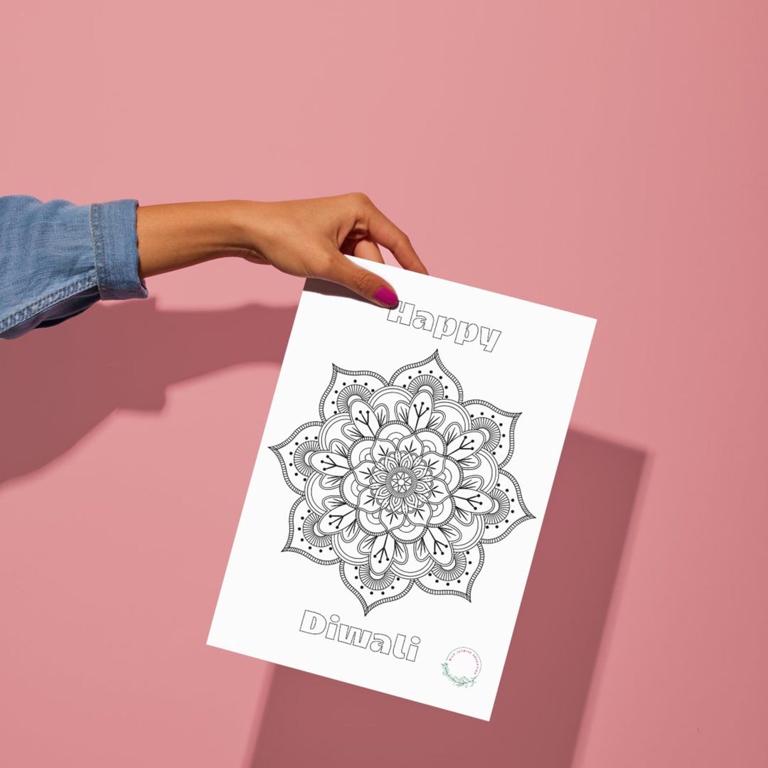Printable Diwali Rangoli Colouring Happy Diwali Lettering Mindfulness ...