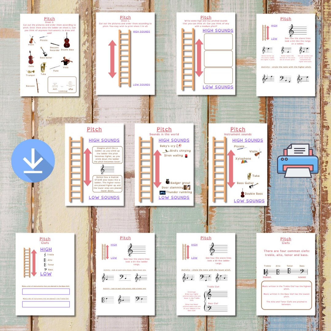 Introduction to Pitch Music Theory Posters and Worksheets Easy to ...