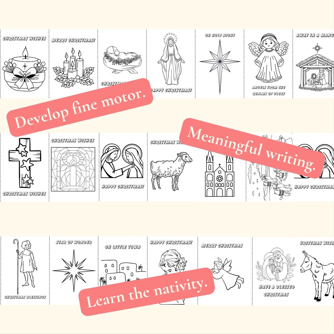 20 Nativity Colour in Christmas Cards (printable) - Etsy