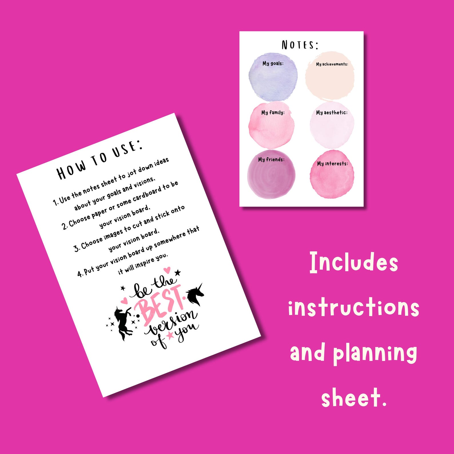 Unicorn Vision Board Kit: Friendship & Goal Setting Printables (PDF) - Etsy