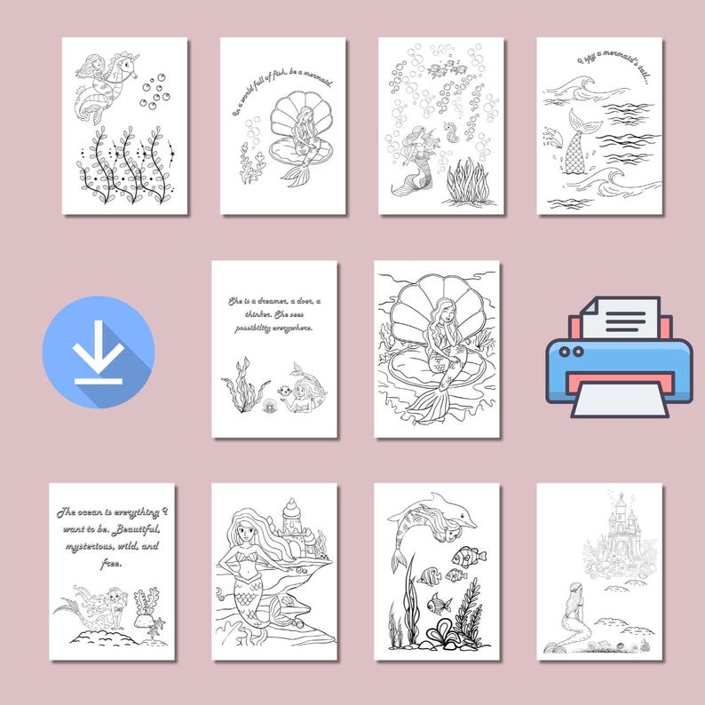 20 Magical Mermaid Colouring Sheets Mindfulness Activity Calm Holiday ...