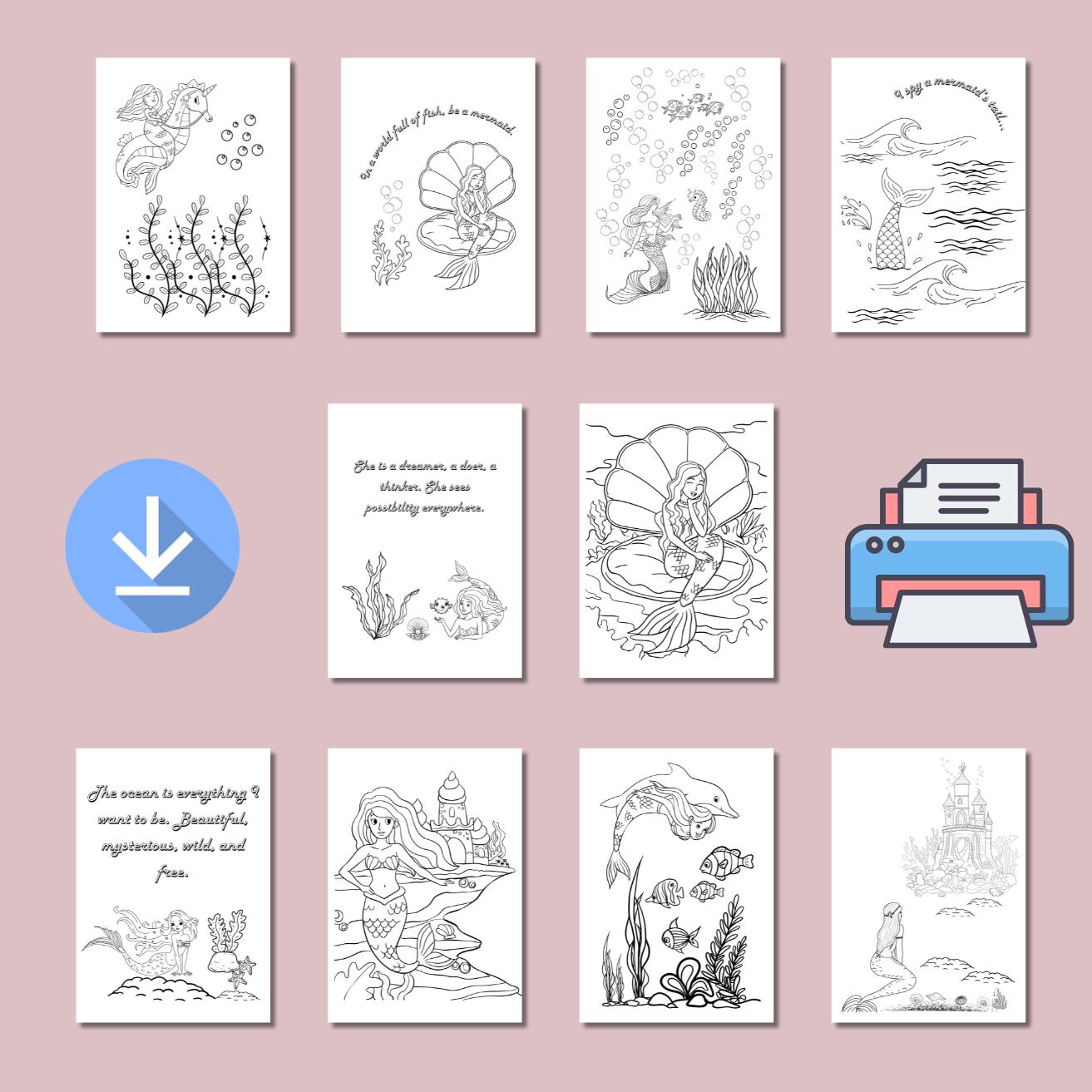 20 Magical Mermaid Colouring Sheets Mindfulness Activity Calm Holiday ...