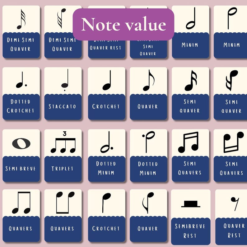 Classic Set of Music Symbol Flashcards Display Musical Notation Improve ...