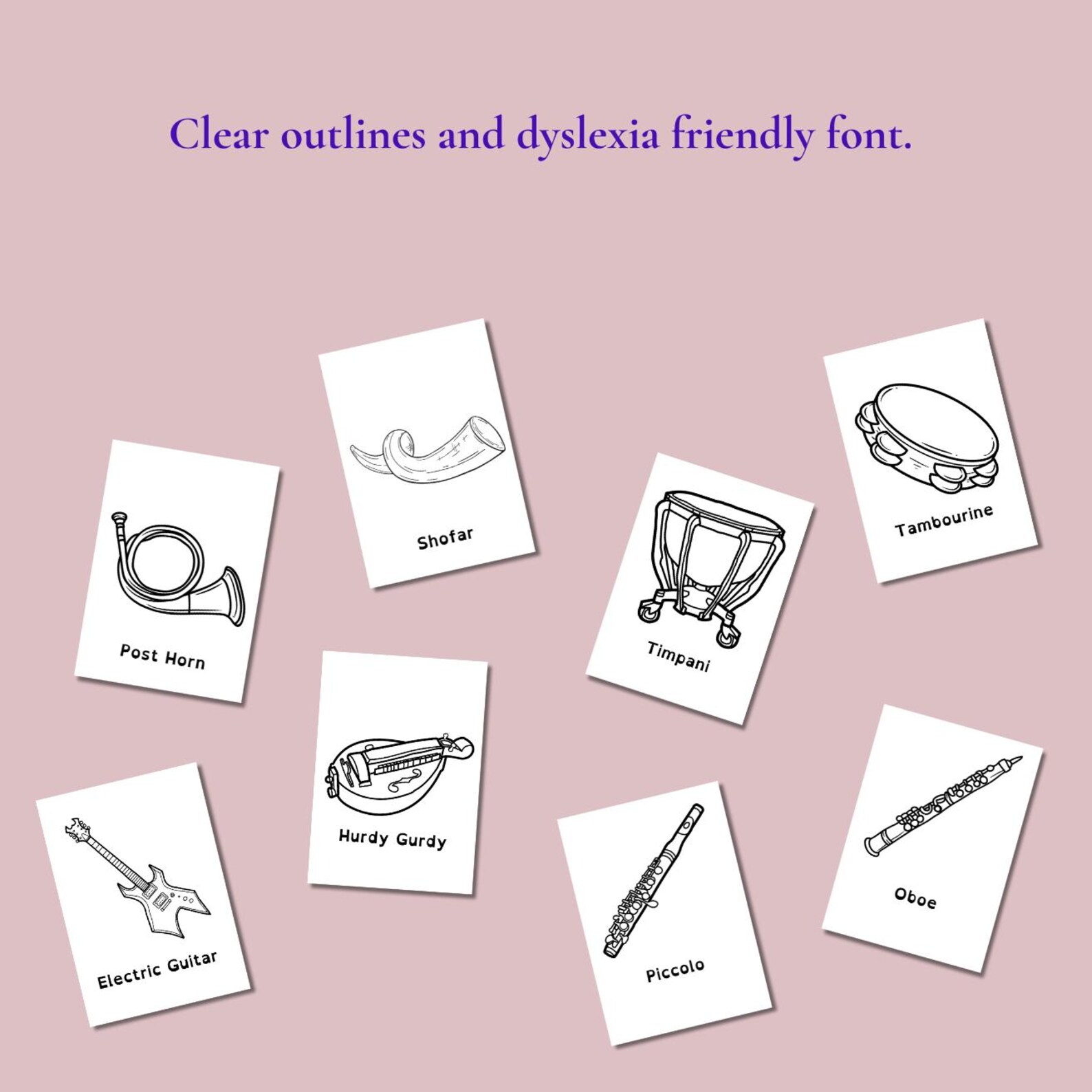 Musical Instrument Coloring Pages: 80 Instrument Outlines (digital ...