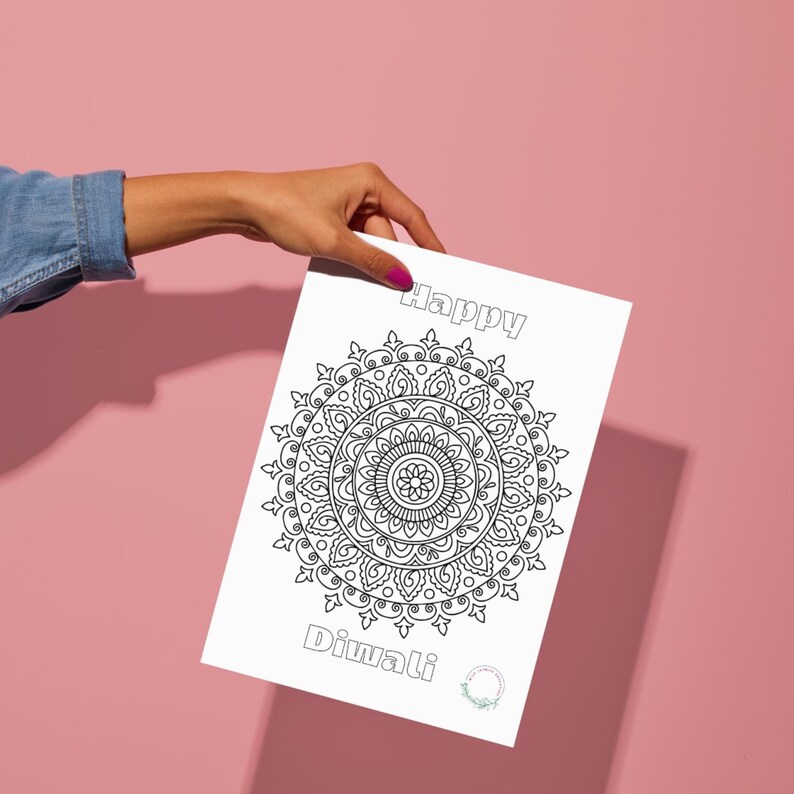 Printable Diwali Rangoli Colouring Happy Diwali Lettering Mindfulness ...