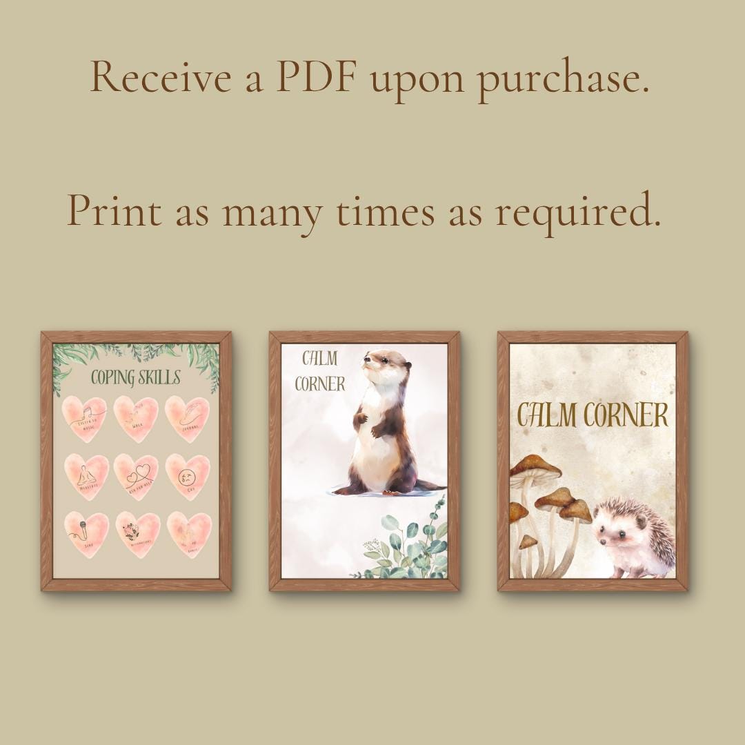 Woodland Calm Corner Posters: Watercolor Animal Theme, Classroom Decor ...