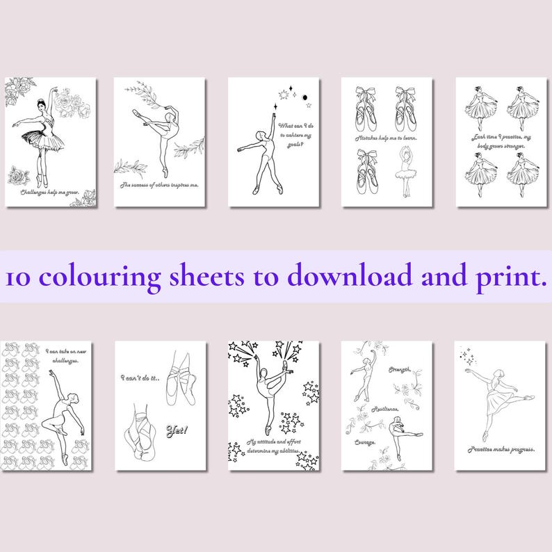 10 Unique Ballet Growth Mindset Colouring Sheets for Dancers Dance ...