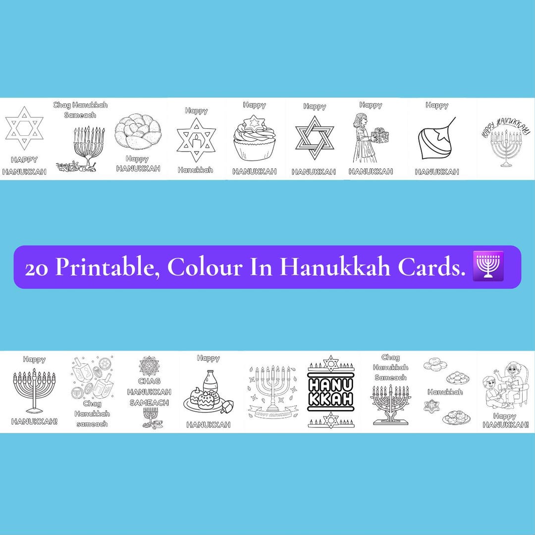 Colour in Hanukkah Cards for Children Religious Education Greetings ...