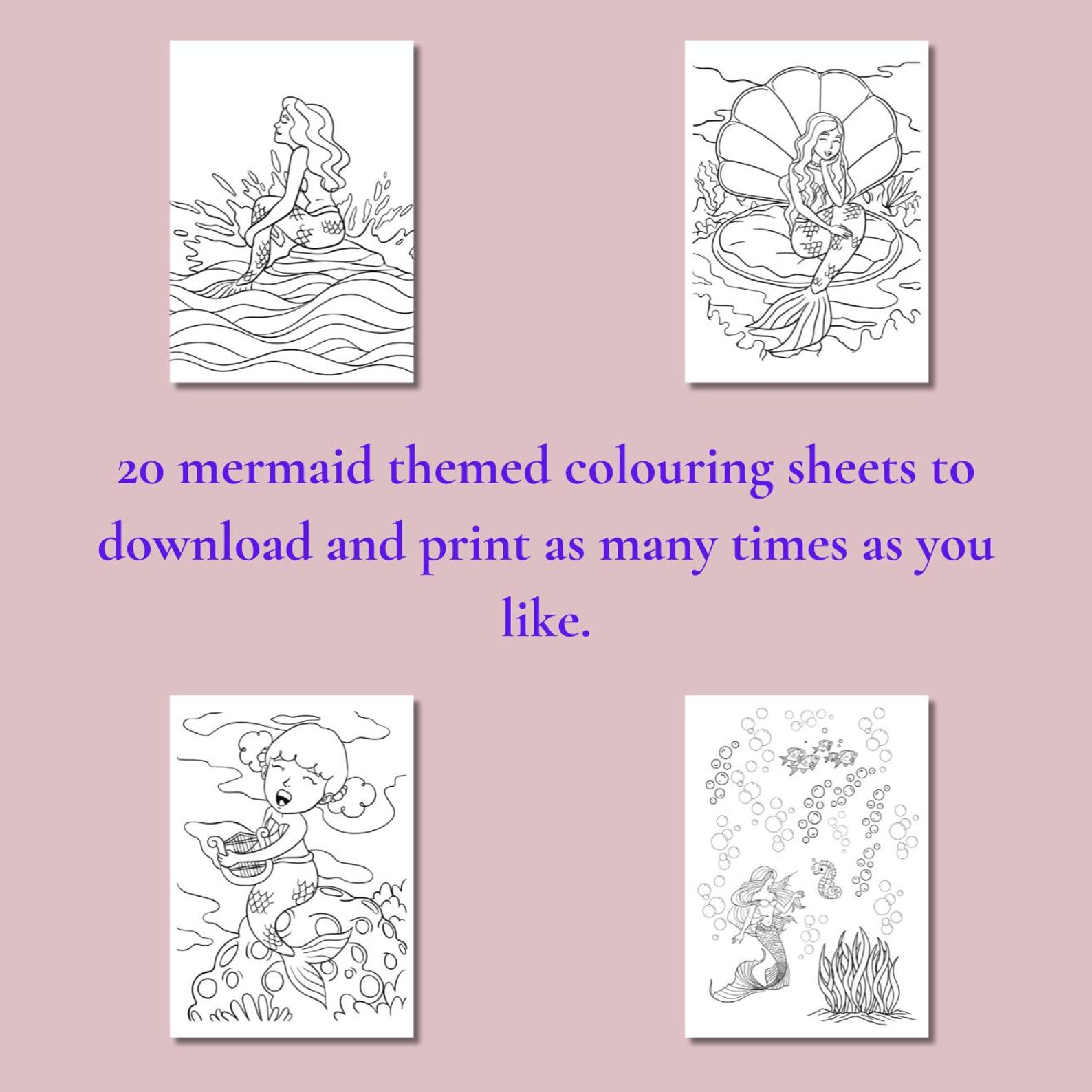 20 Magical Mermaid Colouring Sheets Mindfulness Activity Calm Holiday ...