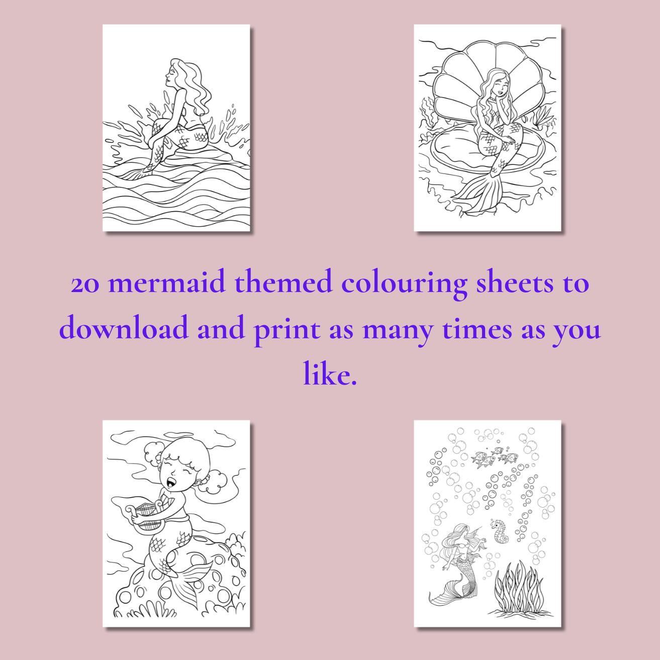 20 Magical Mermaid Colouring Sheets Mindfulness Activity Calm Holiday ...