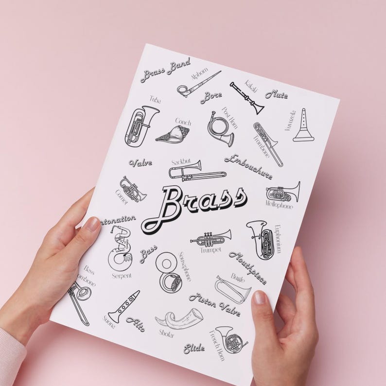 Mindfulness Brass Instruments Colouring- With Brass Vocabulary ...