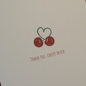 Thank You Card | Thank You Cherry Much | Greeting Card | Linen Greeting ...