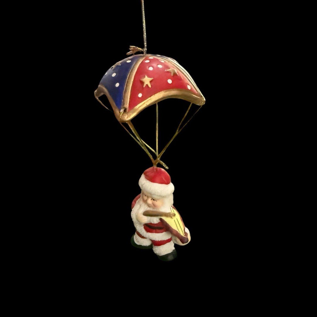 Parachuting, Fiddle Playing Santa Ornament World Bazaars Vintage ...