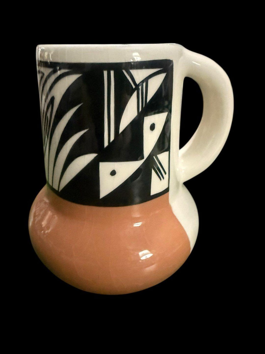 Padilla Tonalá Pottery Mug Hand Painted Pueblo Geometric Design Mexican ...