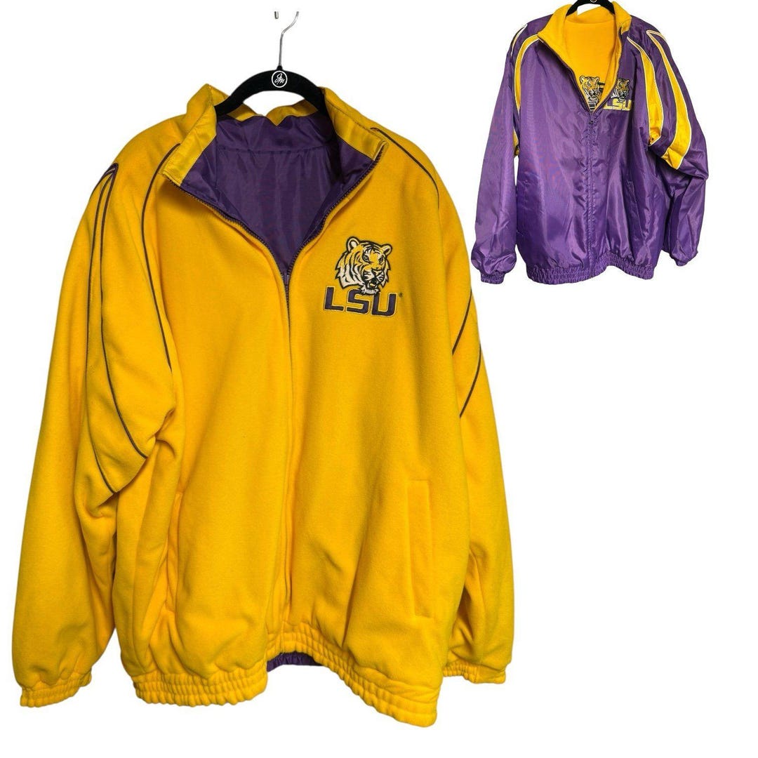 Vintage 90s RARE LSU Tigers Reversible Jacket XL Purple/gold Fleece ...