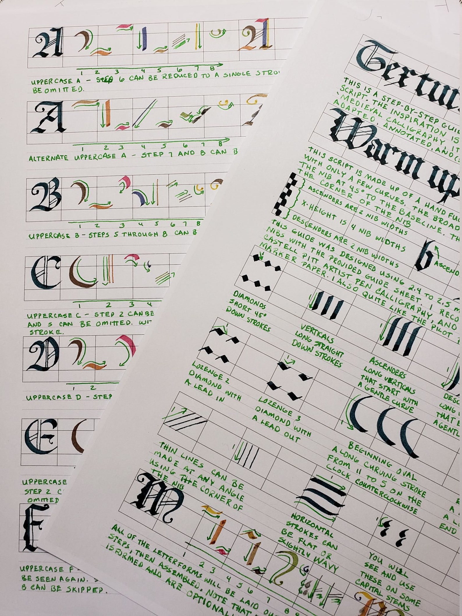 Calligraphy Tutorial, Textura Quadrata V2 Ductus and Exemplar - Etsy