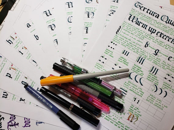 Calligraphy Tutorial Textura Quadrata V2 Ductus and Exemplar | Etsy