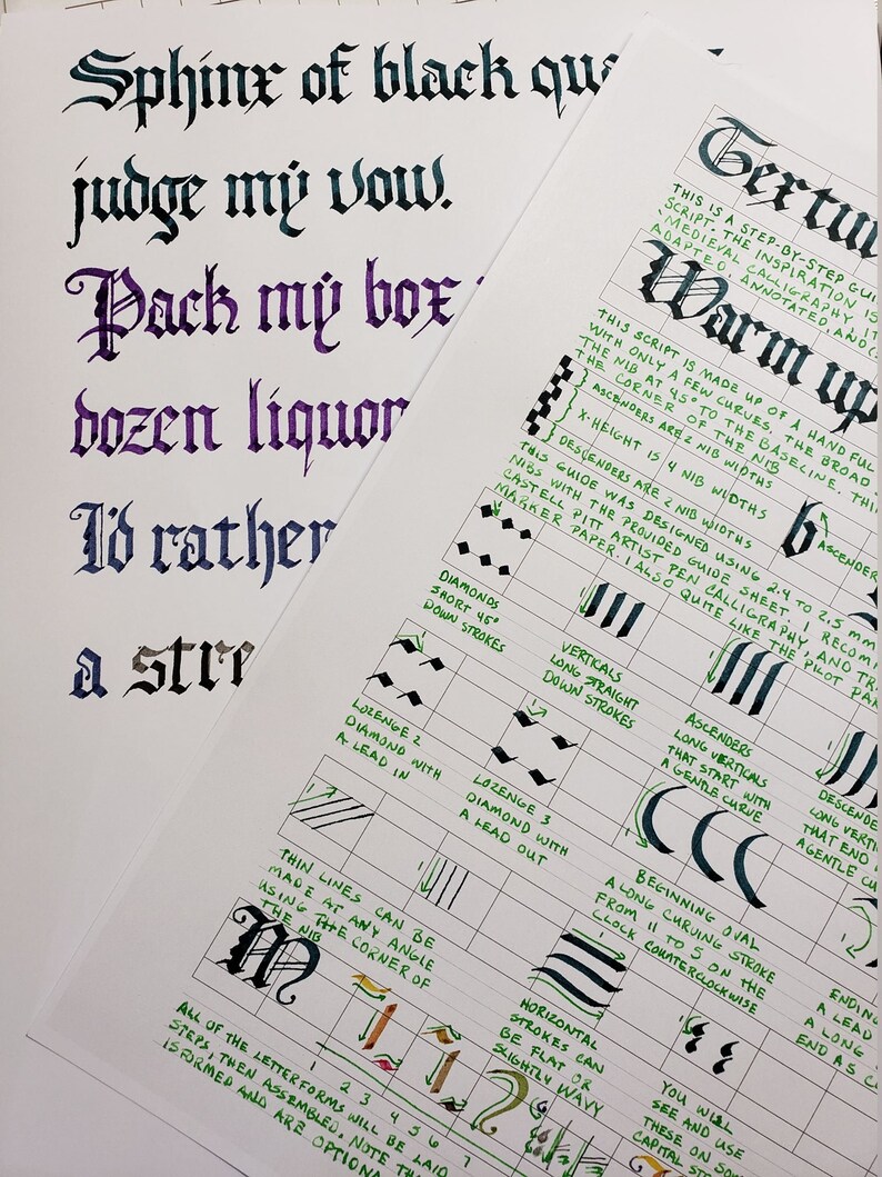 Calligraphy Tutorial, Textura Quadrata V2 Ductus and Exemplar - Etsy
