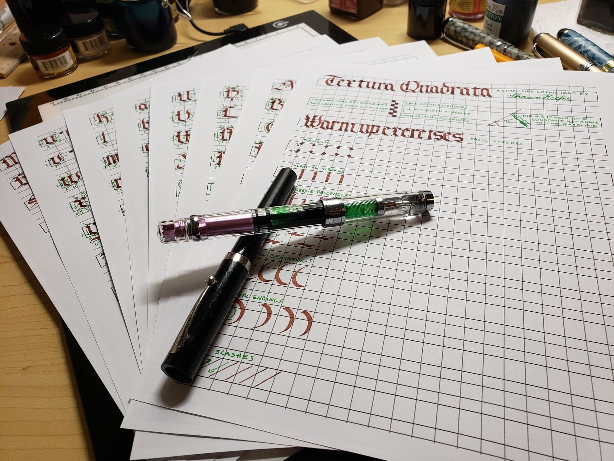 Learn Calligraphy, Textura Quadrata Ductus, Practice Sheets, Exemplar ...