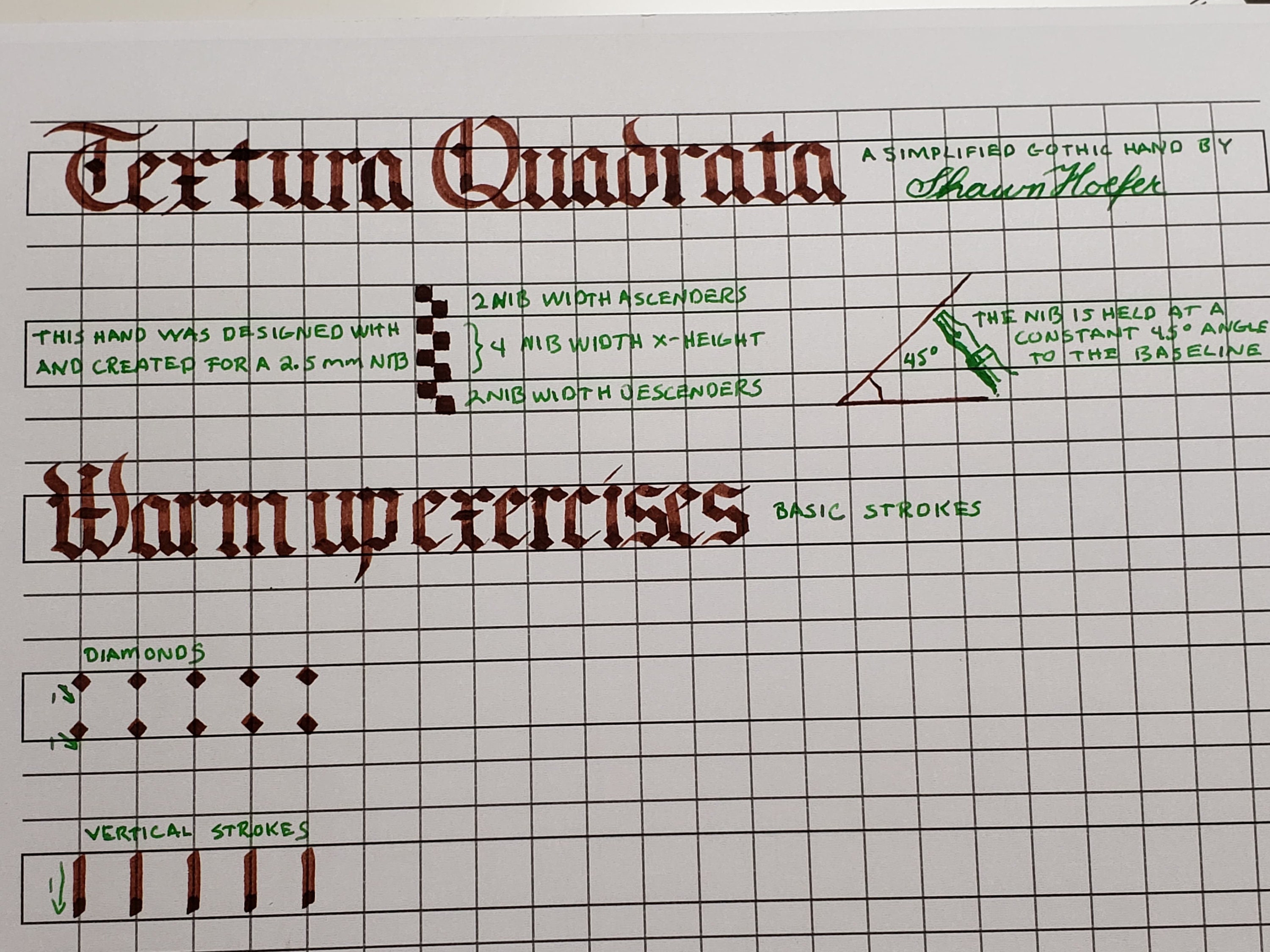Learn Calligraphy, Textura Quadrata Ductus, Practice Sheets, Exemplar ...