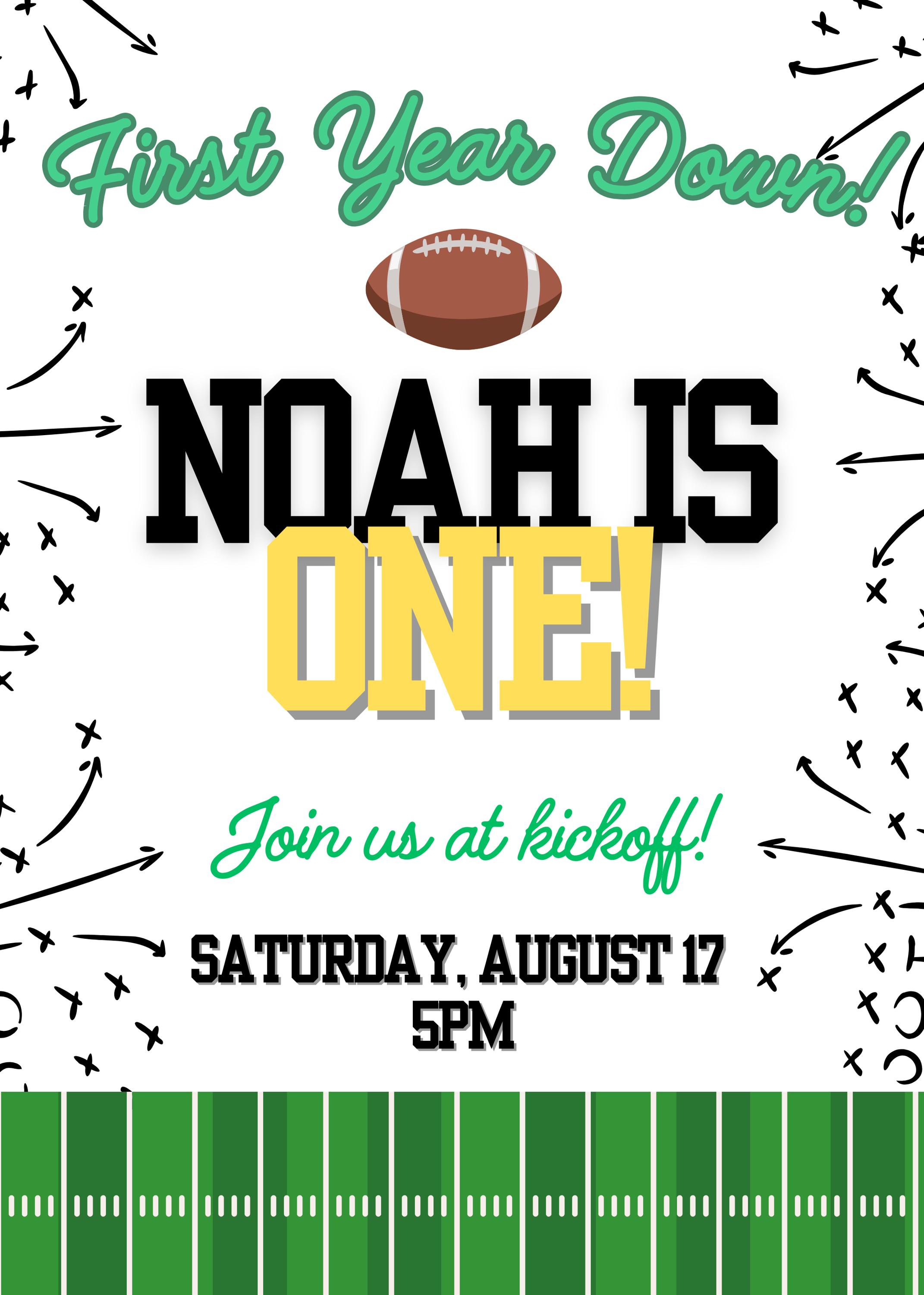 First Down Birthday Party Invitation - Etsy