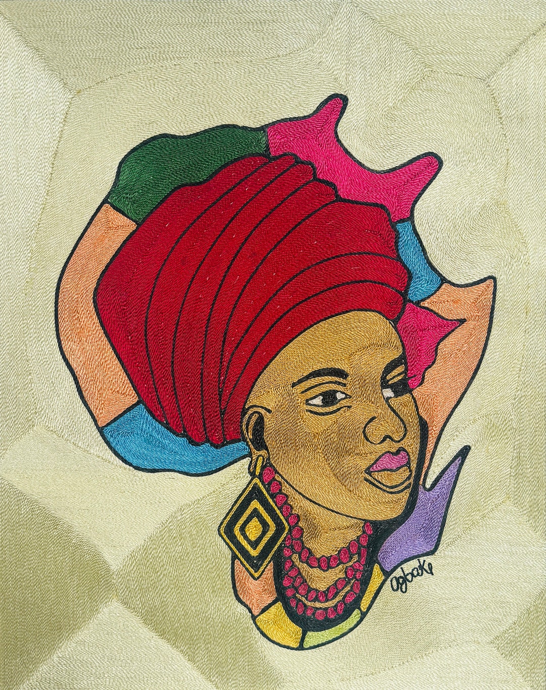 Silk Thread Artwork, African Women, African Market Art, African Art ...