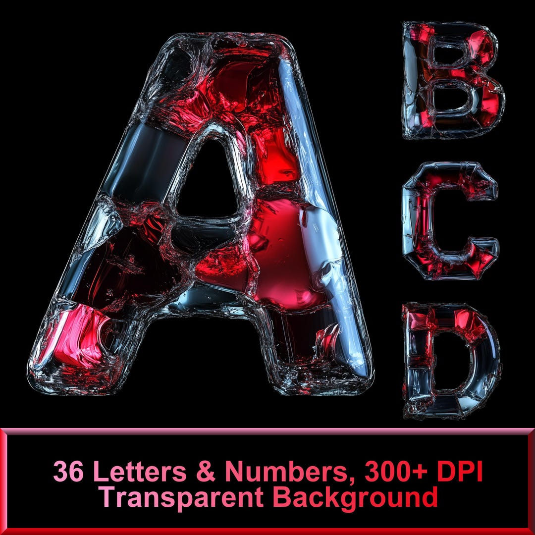 Blood Glass Alphabet PNG – 36 Letters & Numbers | High-res, Transparent ...
