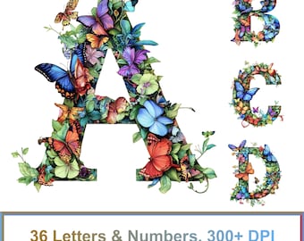Avian Garden Alphabet PNG – 36 Letters & Numbers | High-res ...