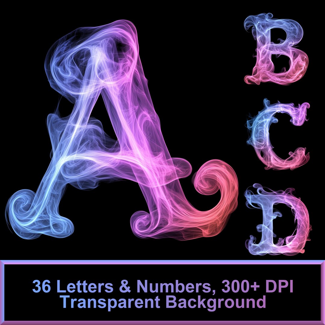 Purple Mist Alphabet PNG – 36 Letters & Numbers | High-res, Transparent ...