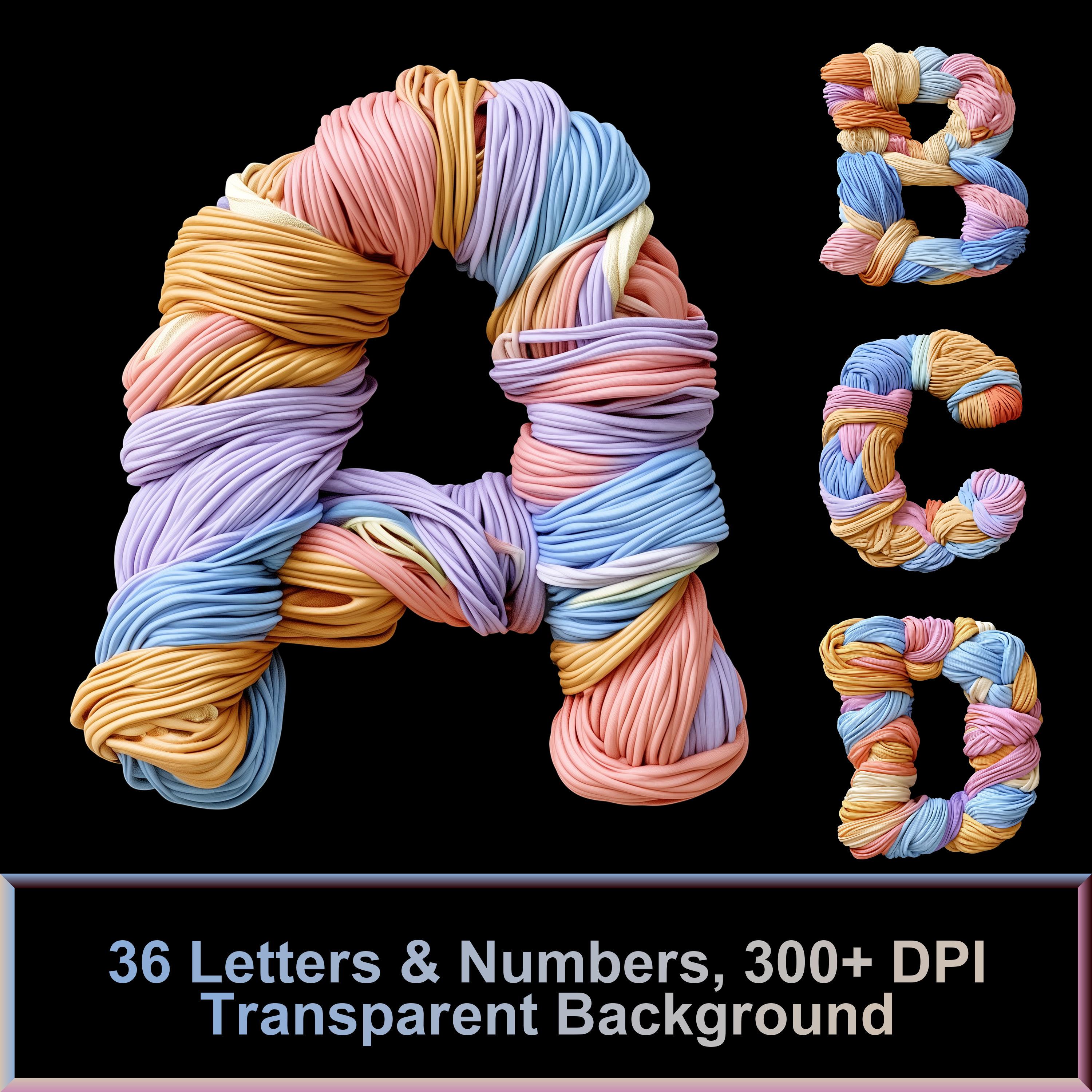 Artistic Yarn PNG – 36 Letters & Numbers | High-res, Transparent ...