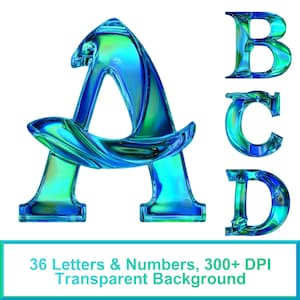 Holographic Glass Alphabet PNG – Elegant Font, Transparent (digital ...