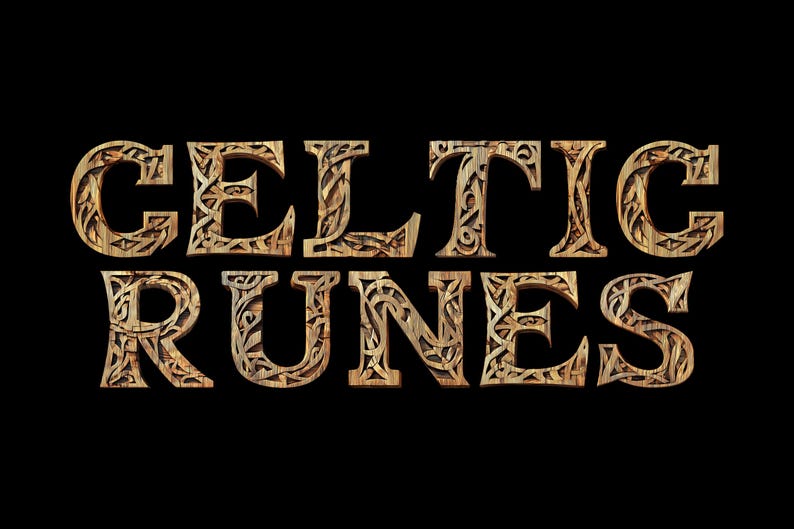 Celtic Rune Alphabet Font – 36 Rustic PNG Letters, Numbers (digital ...