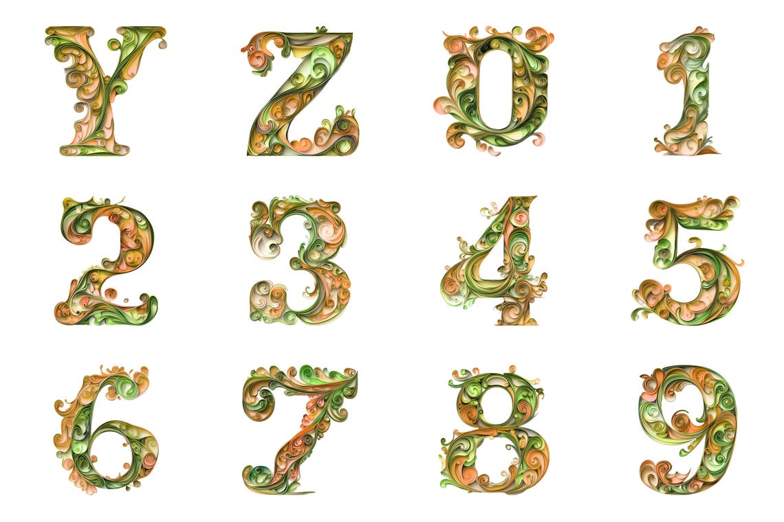 Elven Forest Alphabet PNG – 36 Letters & Numbers | High-res ...