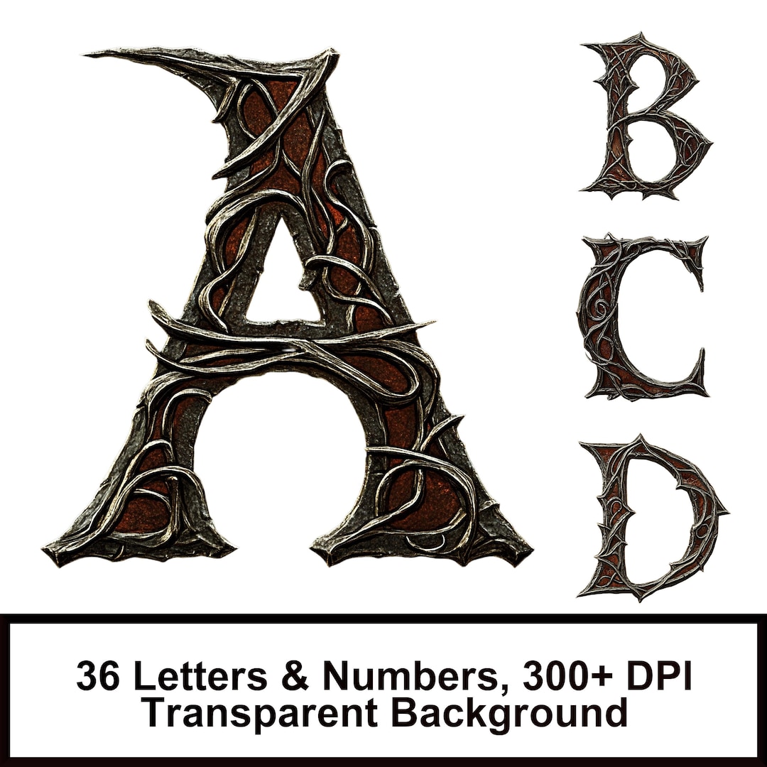 Narnia Inspired Alphabet PNG – Ancient Dawn Treader Font (digital ...