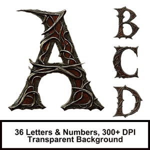 Narnia Movie Inspired Alphabet PNG – 36 Letters & Numbers | High-res ...
