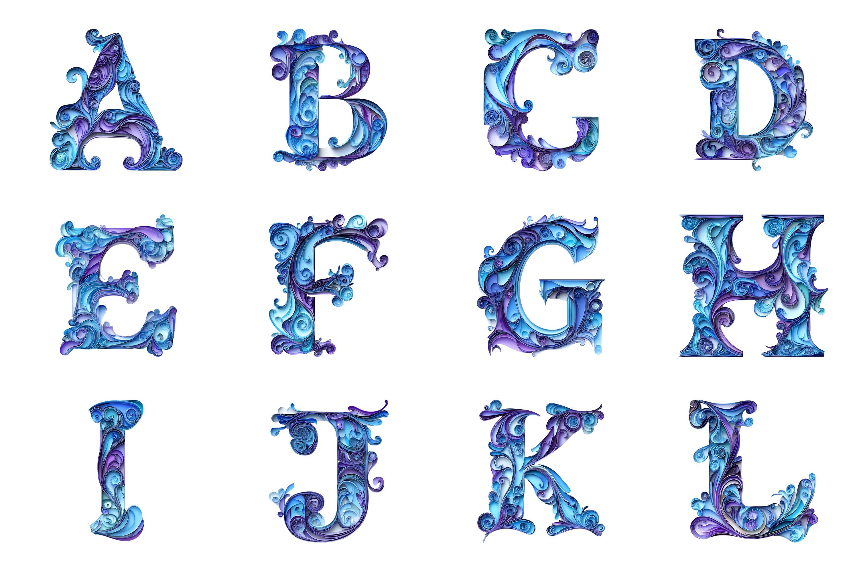 Ocean Swirl Alphabet PNG – 36 Letters & Numbers | High-res, Transparent ...