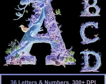 Elven Forest Alphabet PNG – 36 Letters & Numbers | Fantasy Font, High ...
