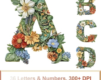 Avian Garden Alphabet PNG – 36 Letters & Numbers | High-res ...