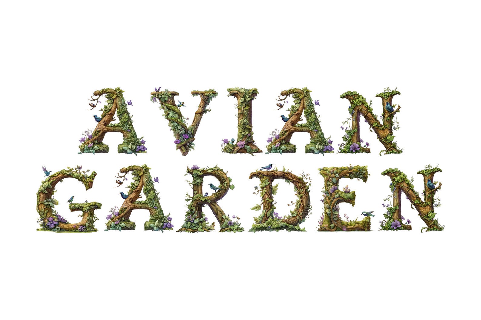 Avian Garden Alphabet PNG – 36 Letters & Numbers | High-res ...