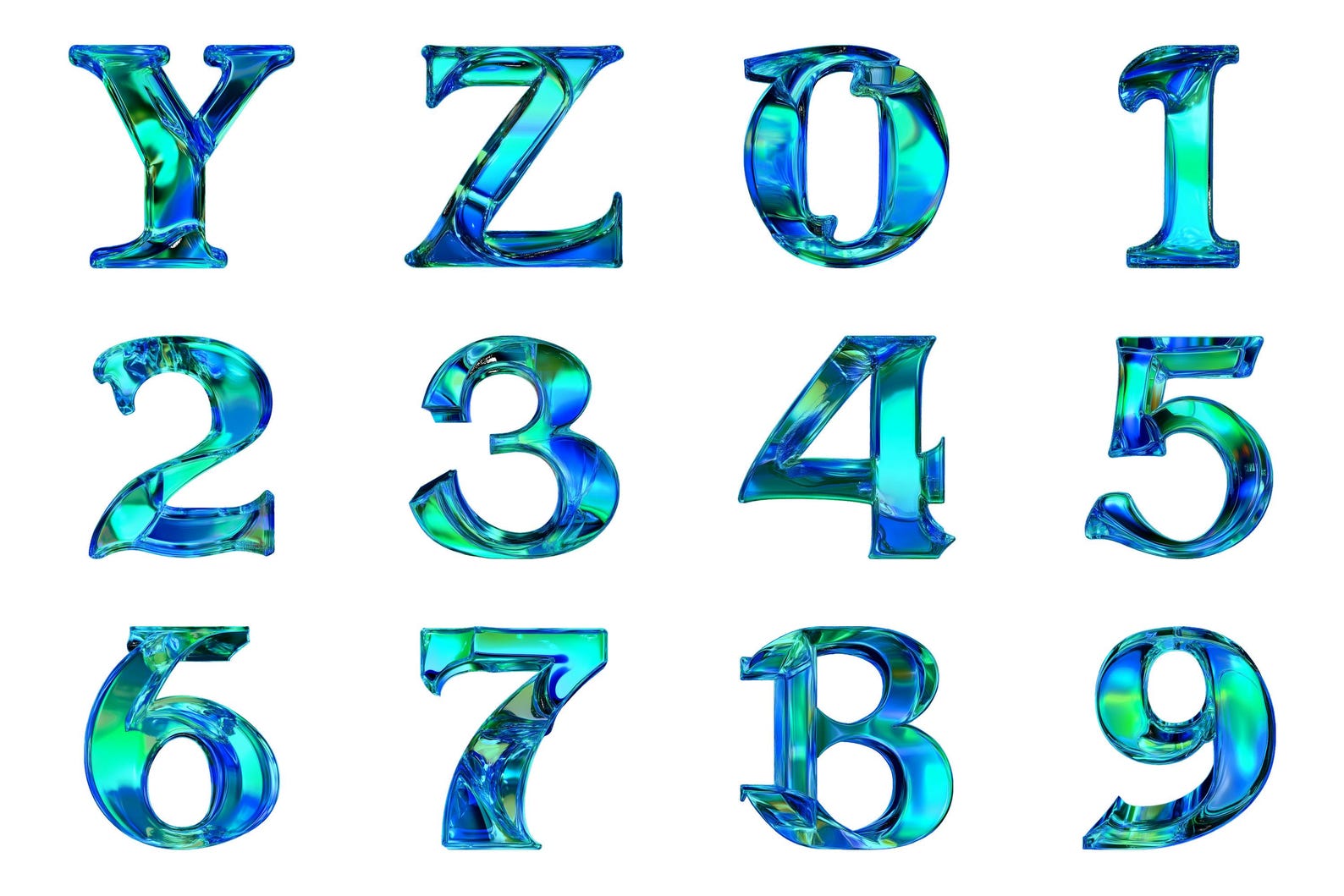 Algae Glass Alphabet PNG – 36 Letters & Numbers | High-res, Transparent ...