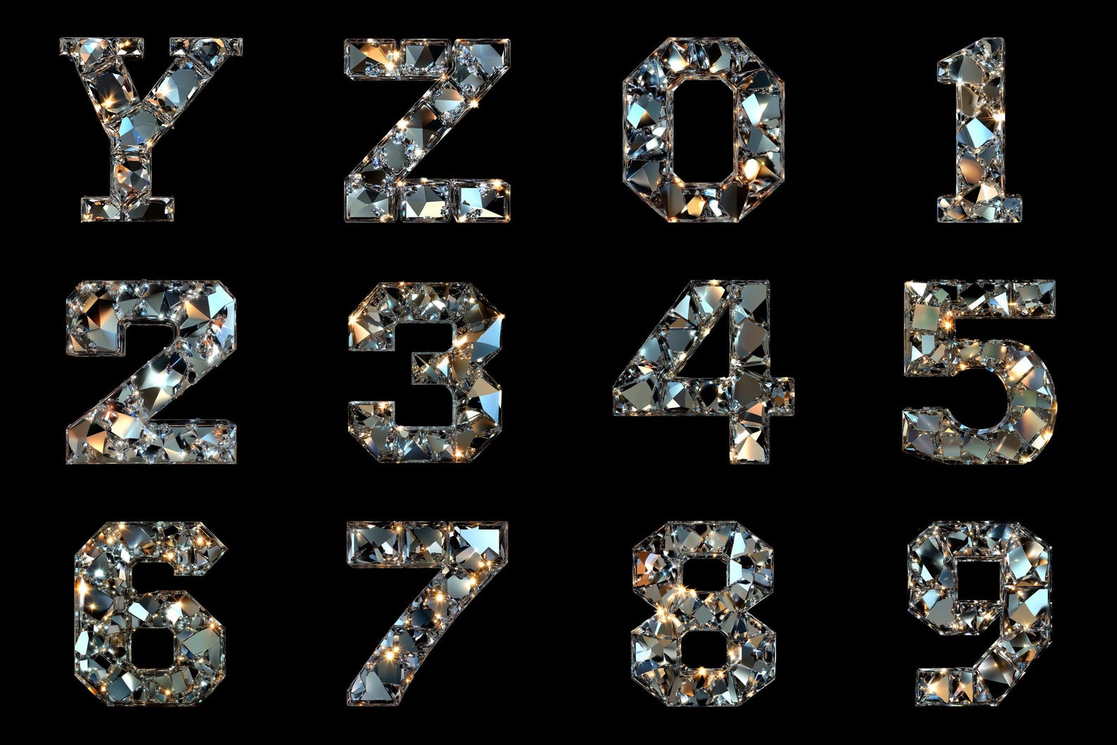 Diamond Light Alphabet PNG – 36 Letters & Numbers | High-res ...