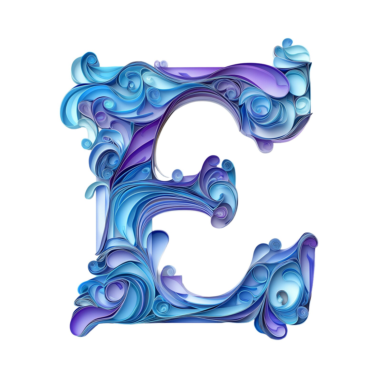 Ocean Swirl Alphabet PNG – 36 Letters & Numbers | High-res, Transparent ...