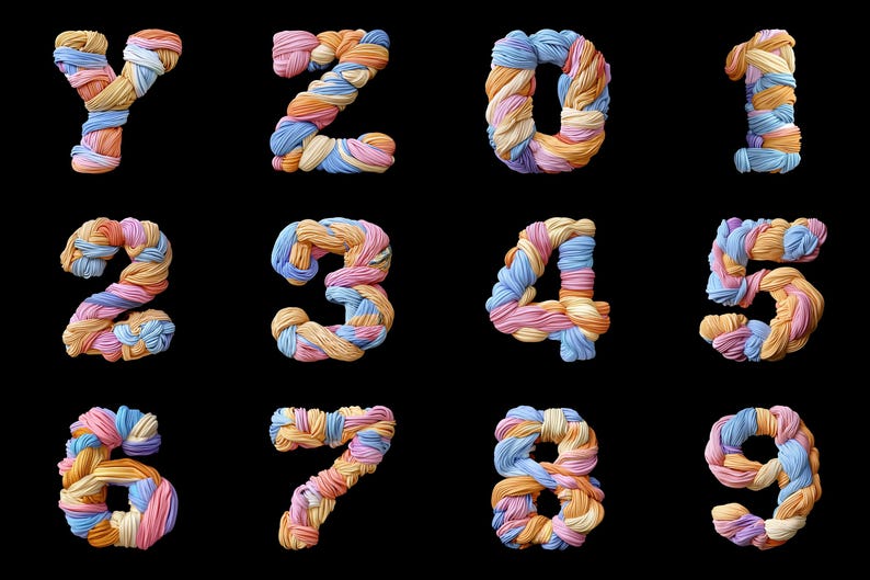 Yarn Lettering PNG - 36 Artistic Font Letters & Numbers (digital ...