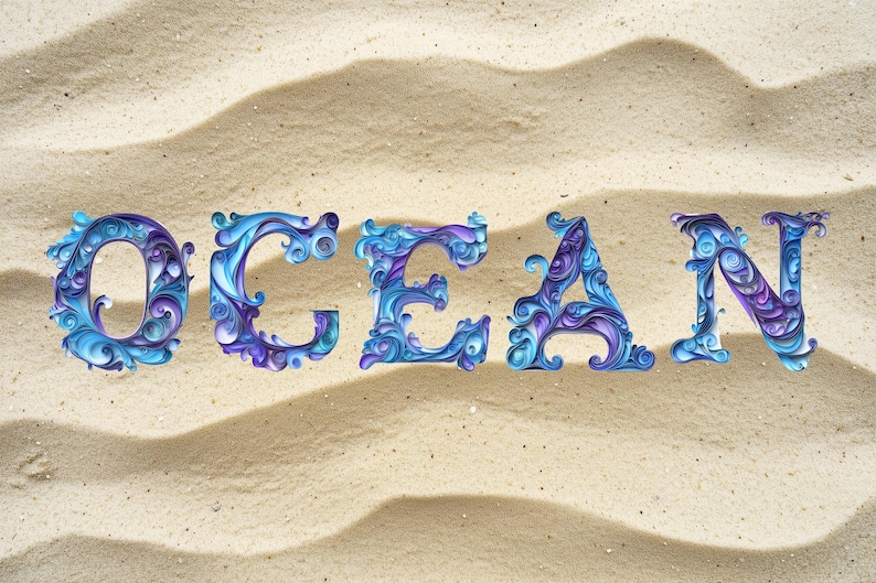 Ocean Swirl Alphabet PNG – 36 Letters & Numbers | High-res, Transparent ...