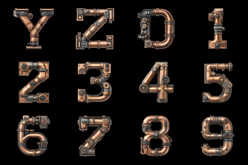 Industrial Copper Alphabet PNG – 36 Letters & Numbers | High-res ...