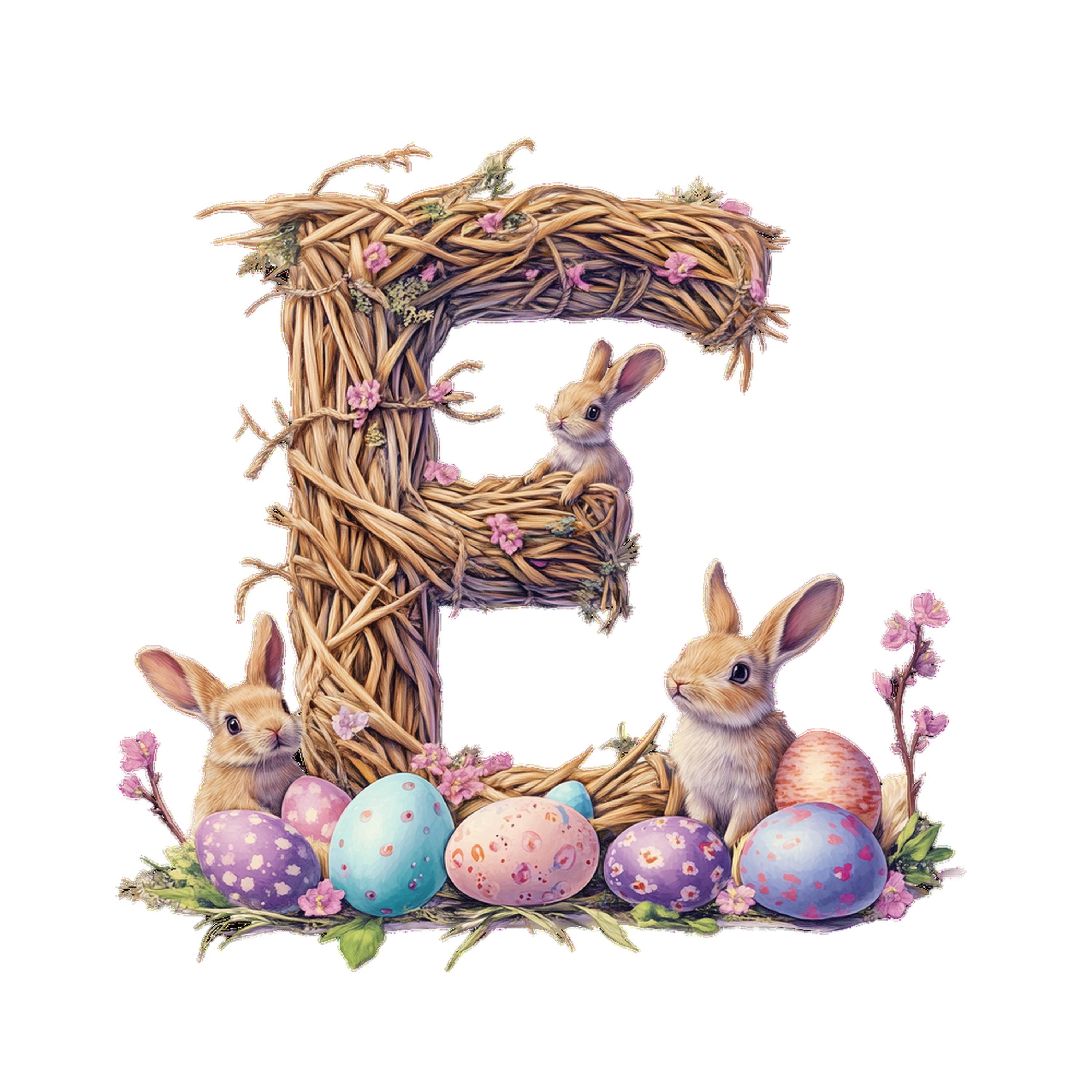 Easter Egg Alphabet PNG – 36 Letters & Numbers | Easter Rabbit Font ...